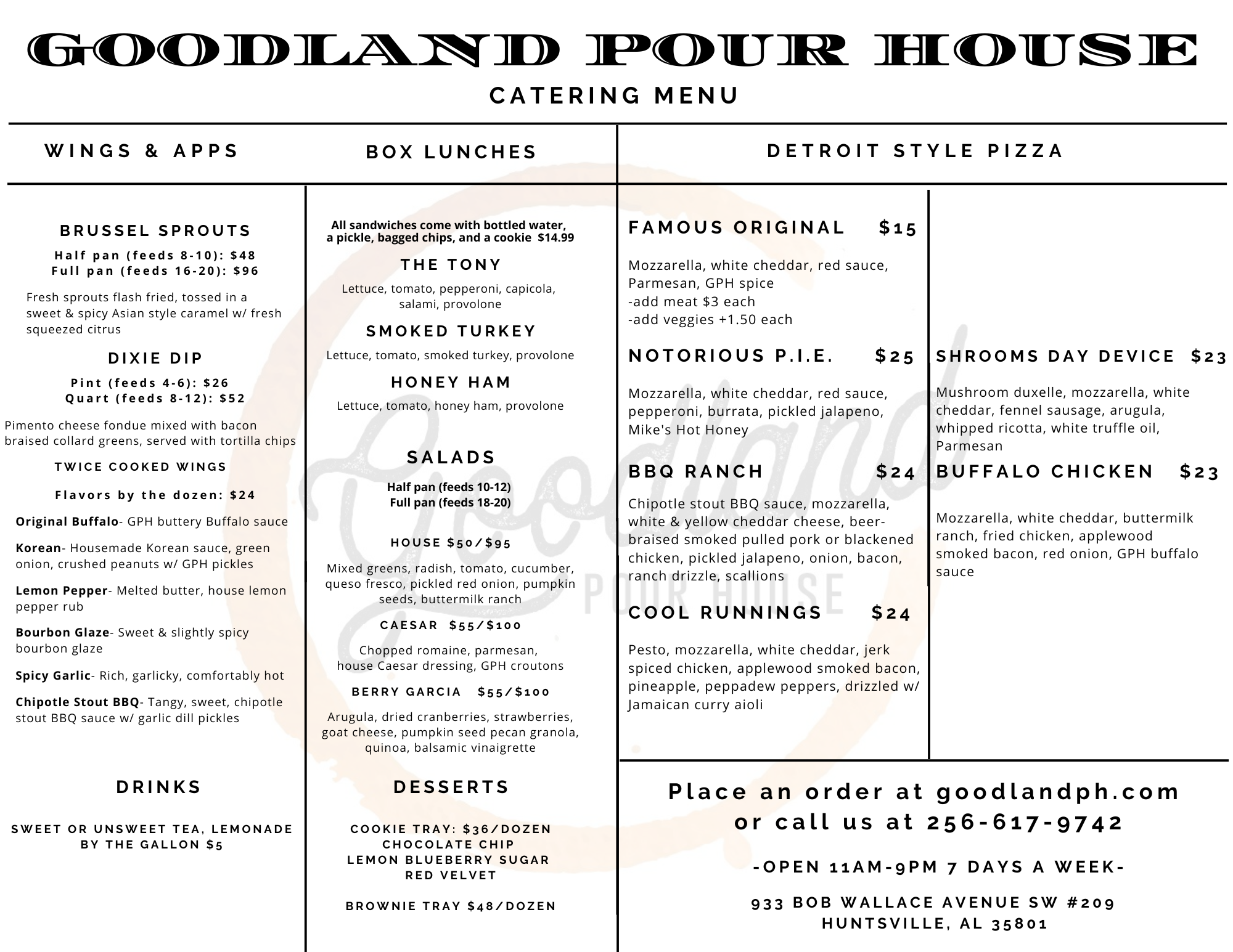 Catering Menu - Goodland Pour House